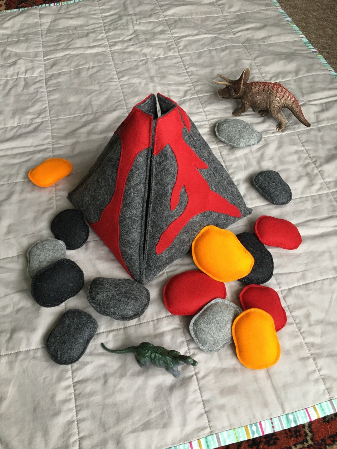 Felt Volcano Set, Pretend Play, Felt Play Set, Adventure Nursery, Wool ...