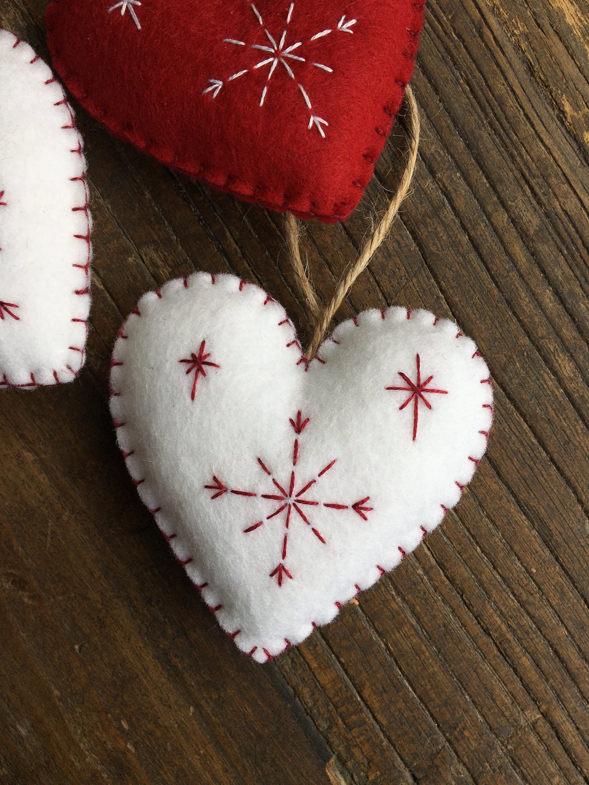 Red & White Nordic Scandi Style Christmas Decorations Heart - Etsy