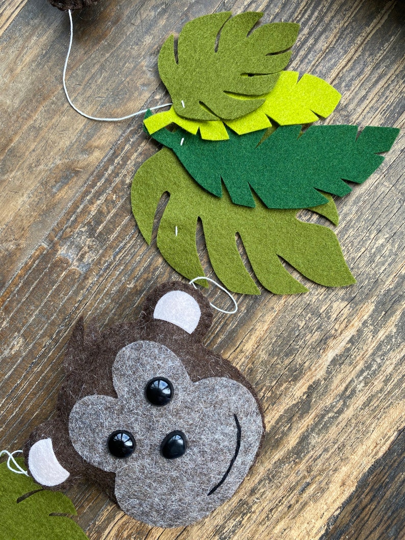 Wool Felt Monkey Garland, Safari Jungle Decor - Etsy