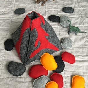 Felt Volcano Set, Pretend Play, Felt Play Set, Adventure Nursery, Wool ...