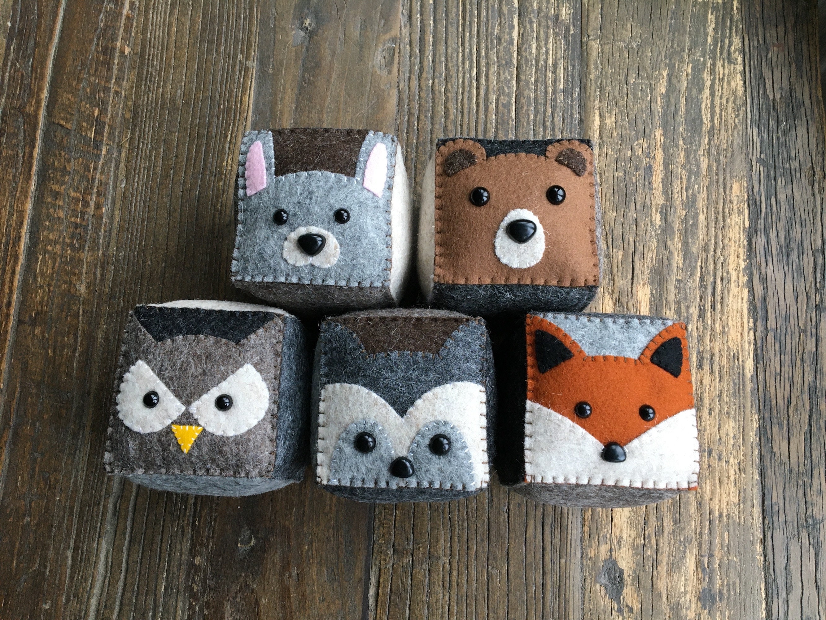 Wool Felt Woodland Animal Stacking Cubes, Nursery Decor - Etsy
