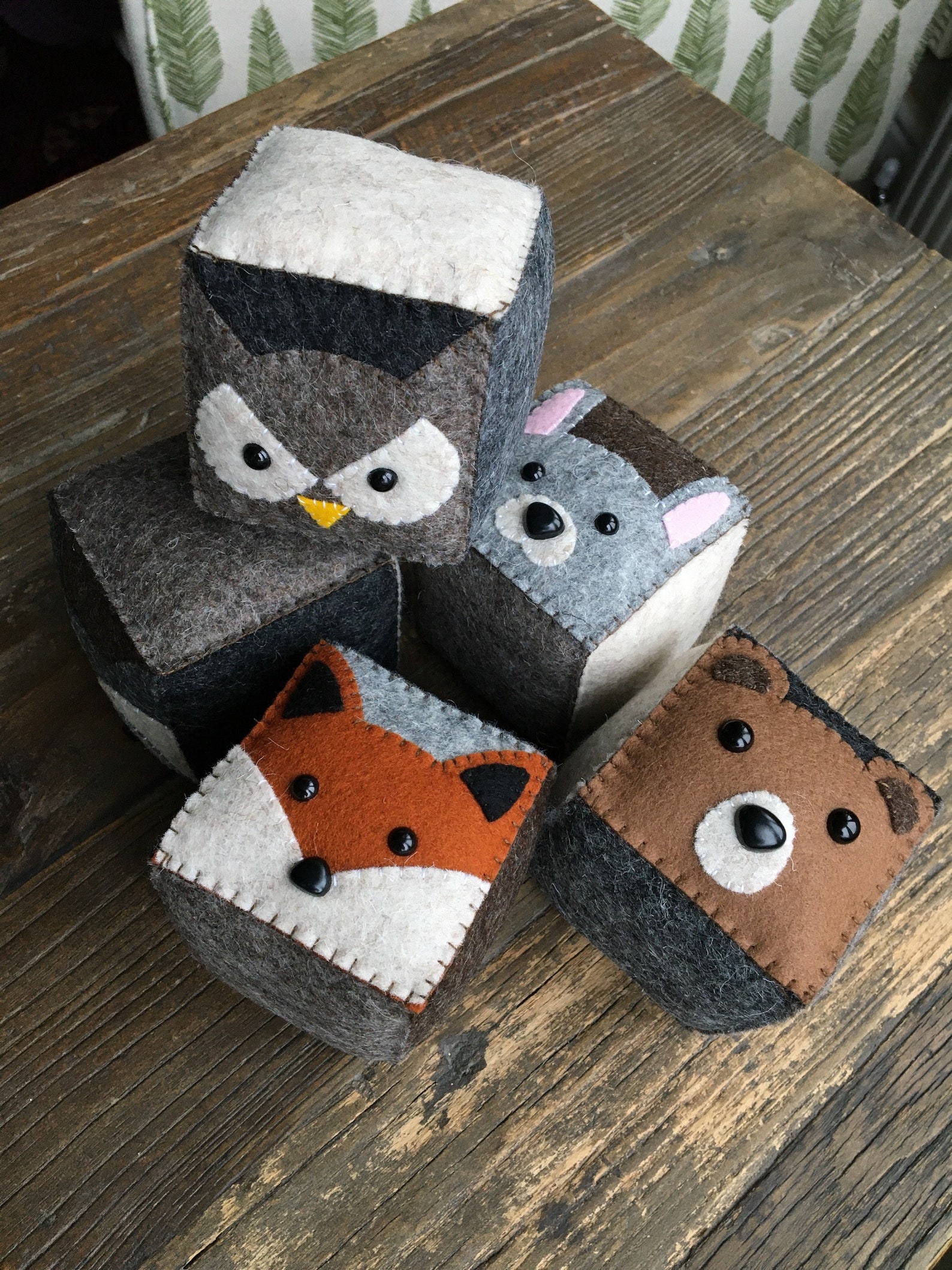 Wool Felt Woodland Animal Stacking Cubes, Nursery Decor - Etsy