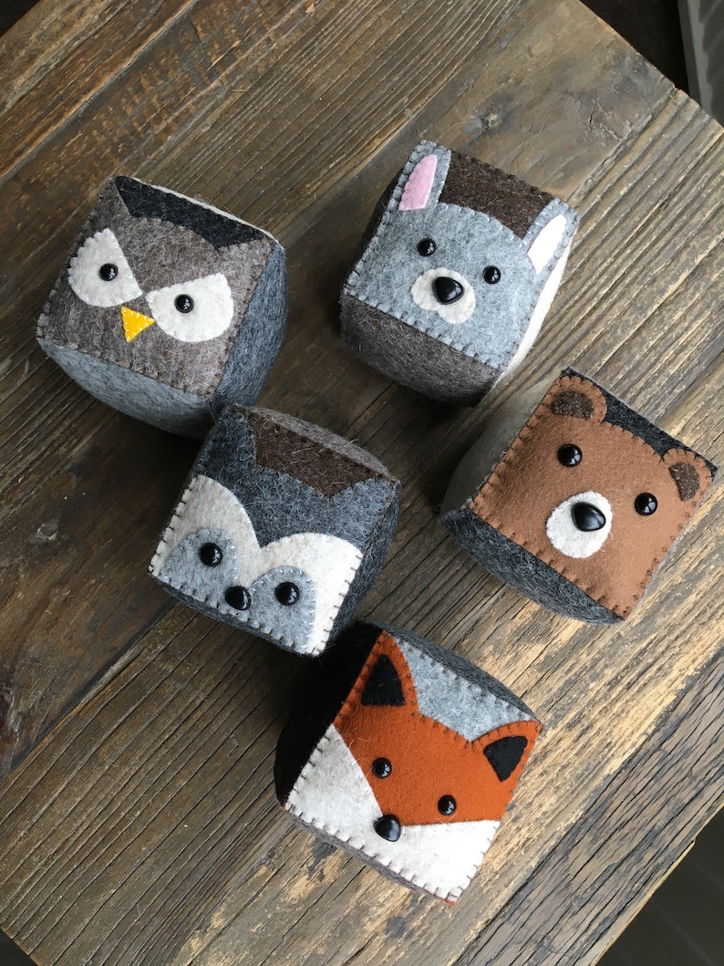 Wool Felt Woodland Animal Stacking Cubes, Nursery Decor - Etsy