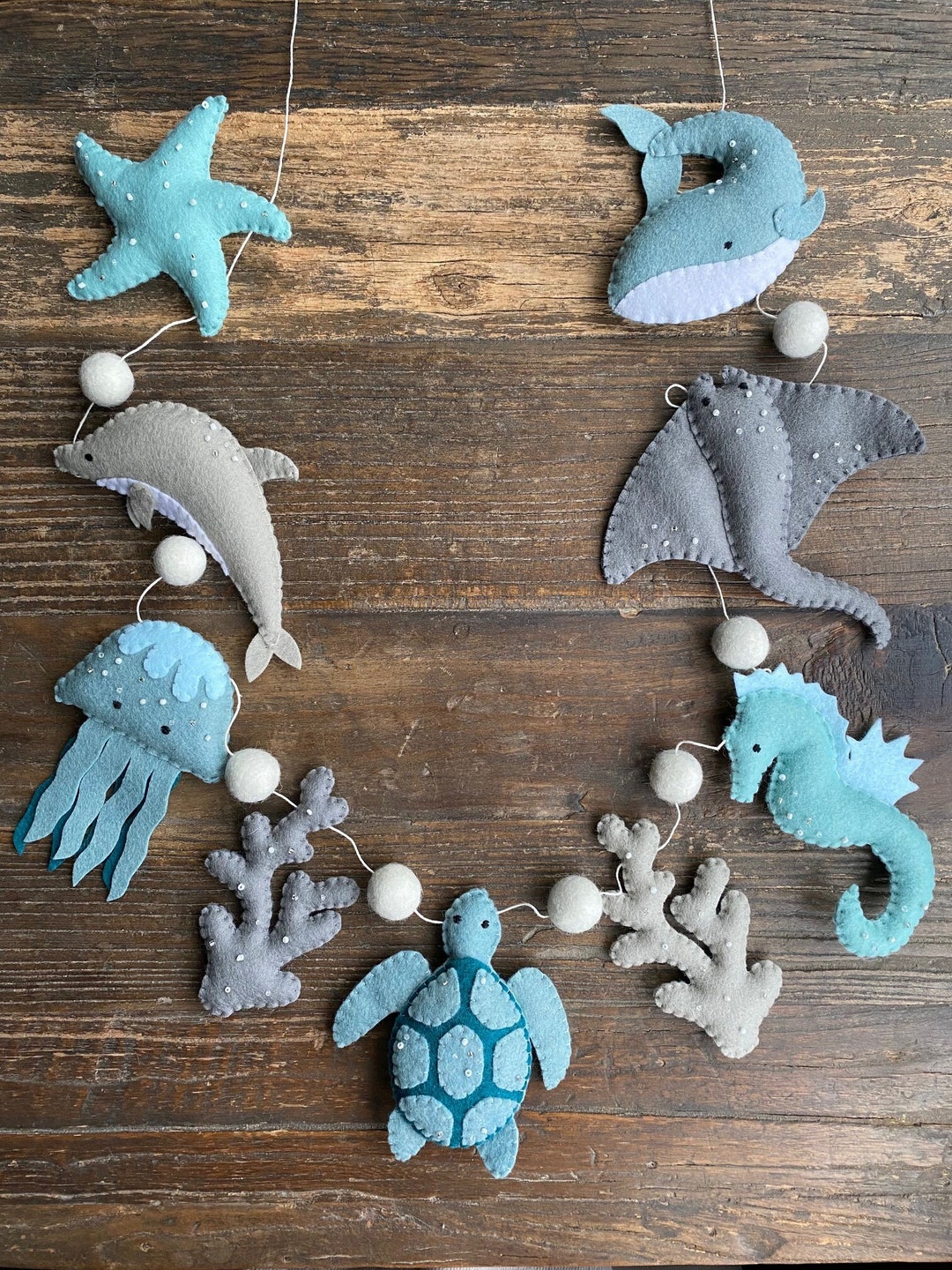 Under the Sea Garland, Wool Felt, Boy or Girl Bunting, Ocean Nursery ...