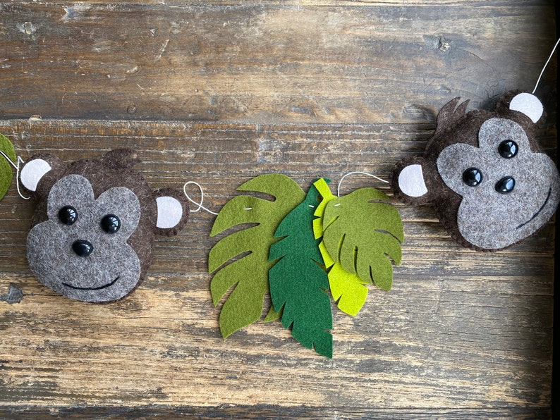 Wool Felt Monkey Garland, Safari Jungle Decor - Etsy