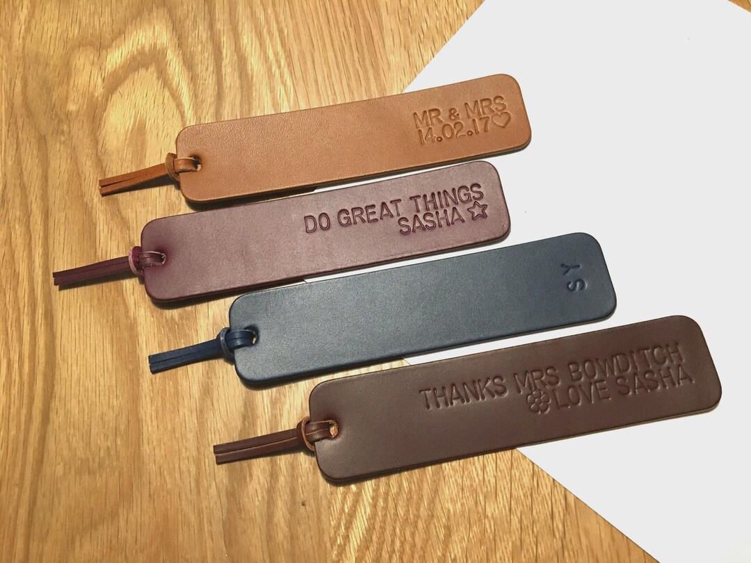 Personalised Italian Leather Bookmarks With Leather Tassel, Available ...