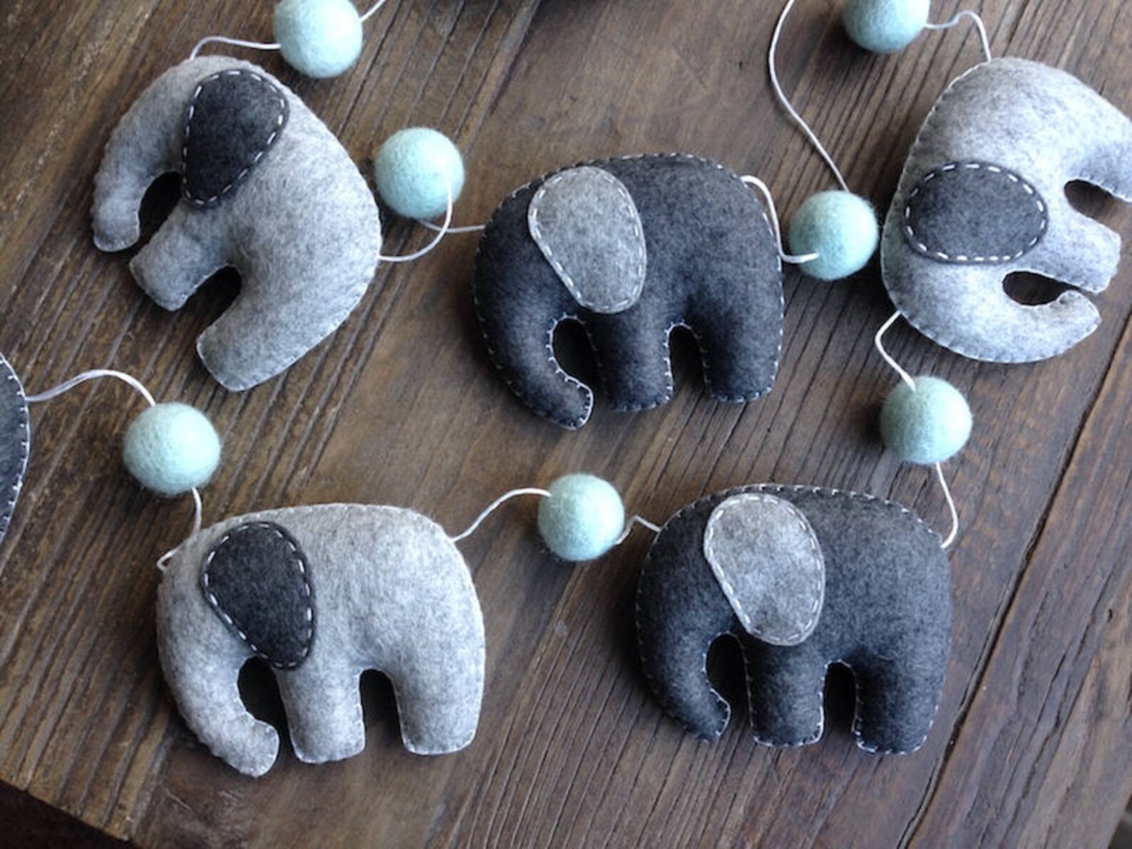 Felt Elephants and Balls Garland Grey Elephants Neutral - Etsy