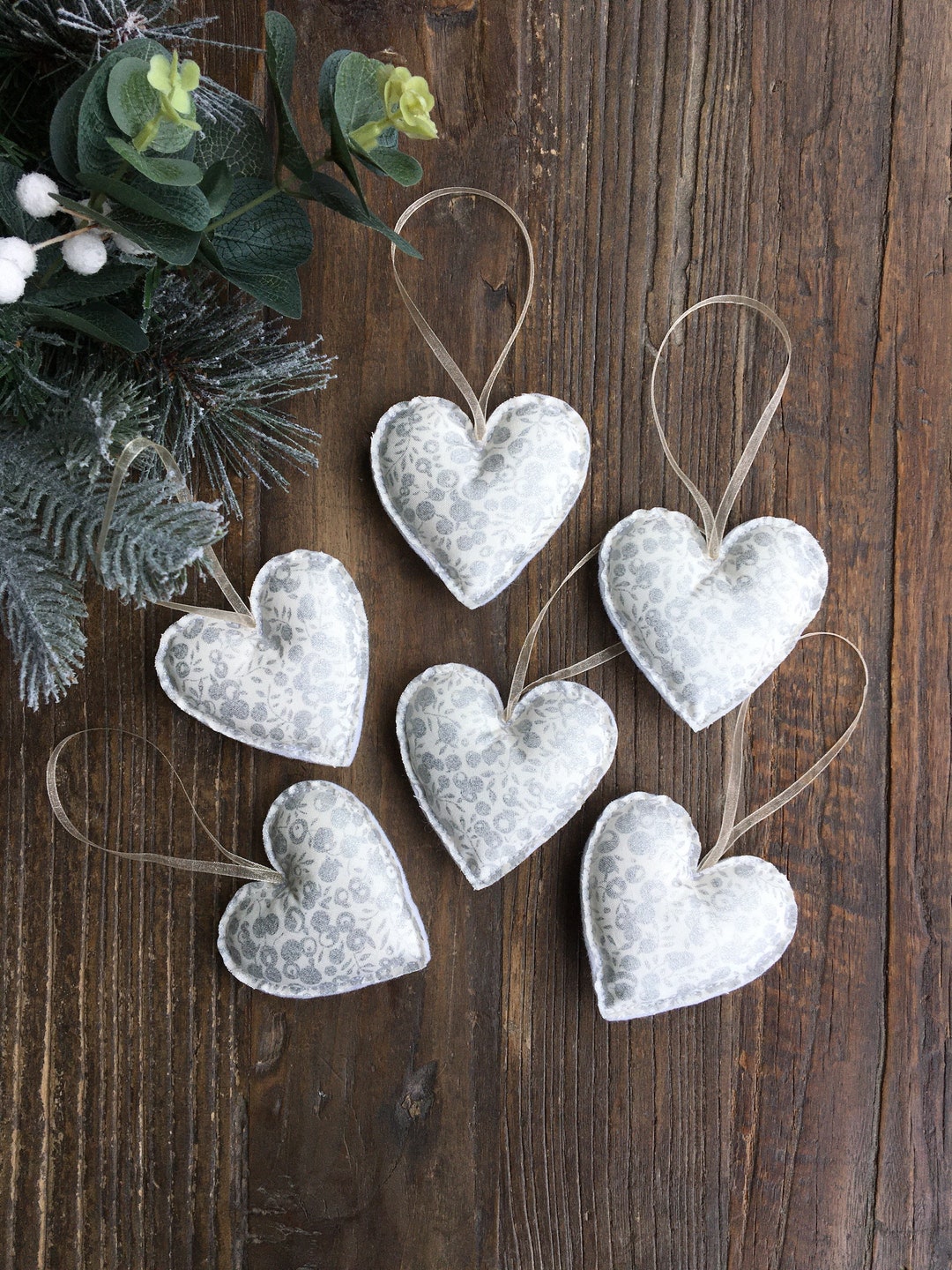 Liberty Christmas Decorations Set of 6 Hearts Liberty of - Etsy UK