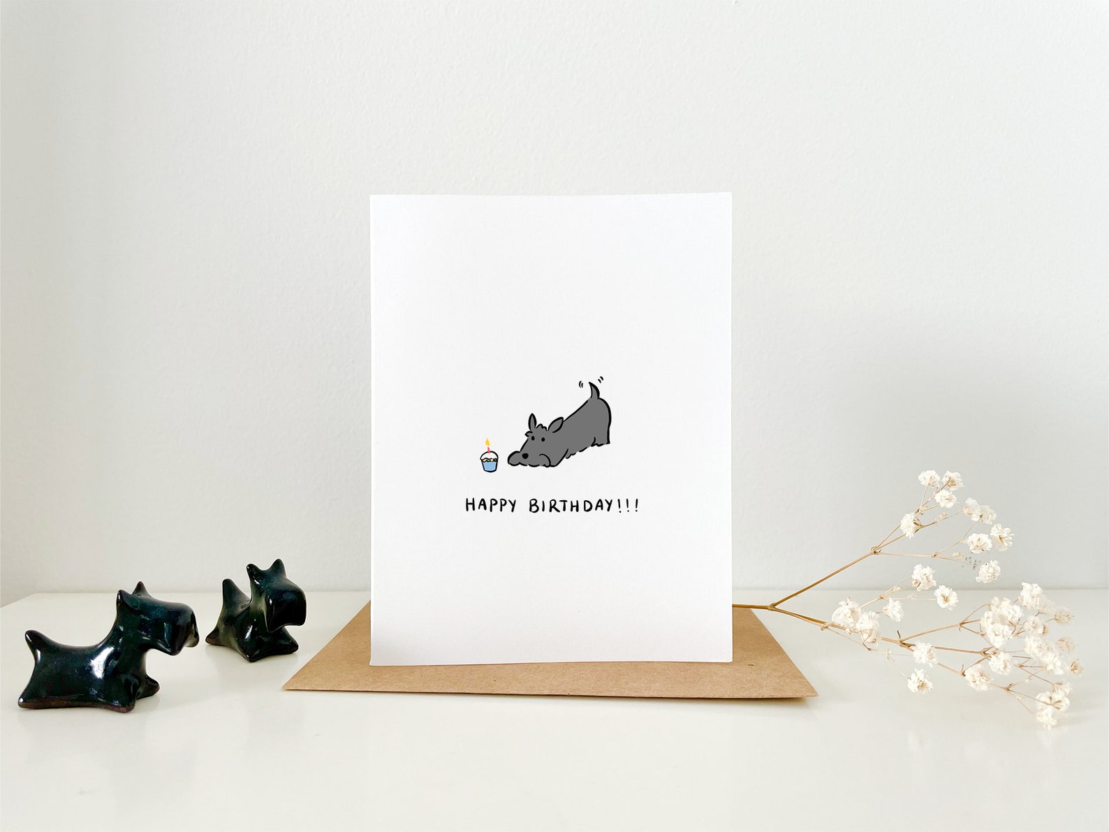 Happy Birthday Black or White Scottie Dog Scottish Terrier Card - Etsy