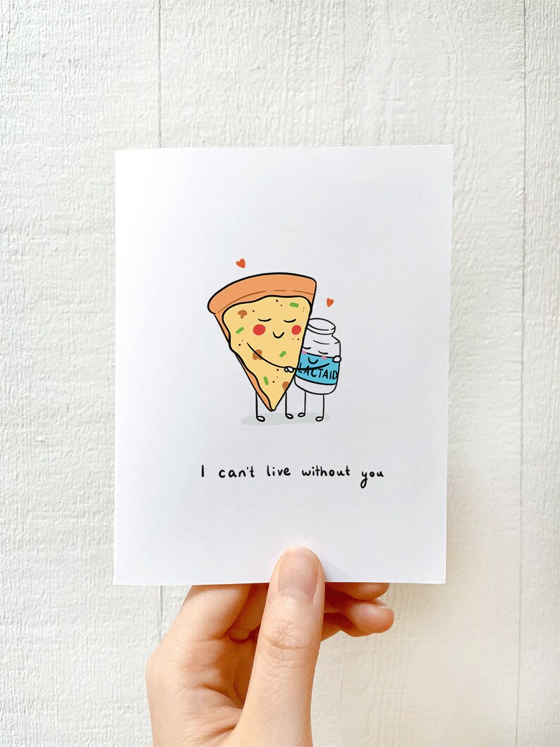 Can't Live Without You Pizza Lactose Intolerant Greeting Card - Etsy