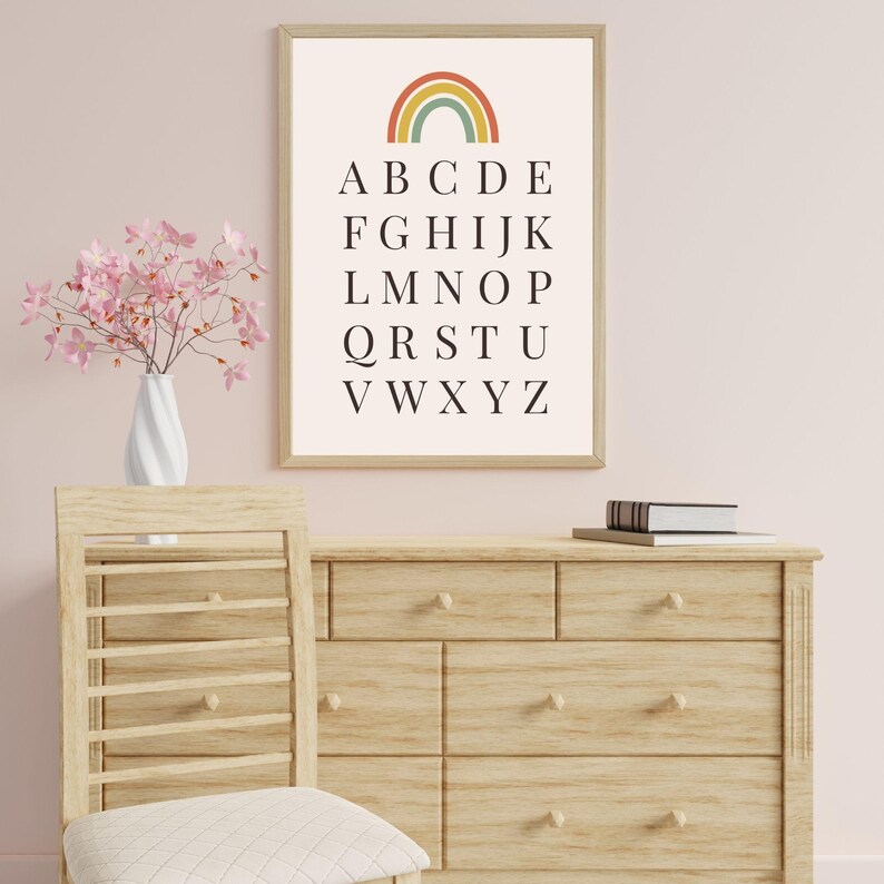 Boho Rainbow Alphabet Nursery Print: Educational ABC Poster (digital ...