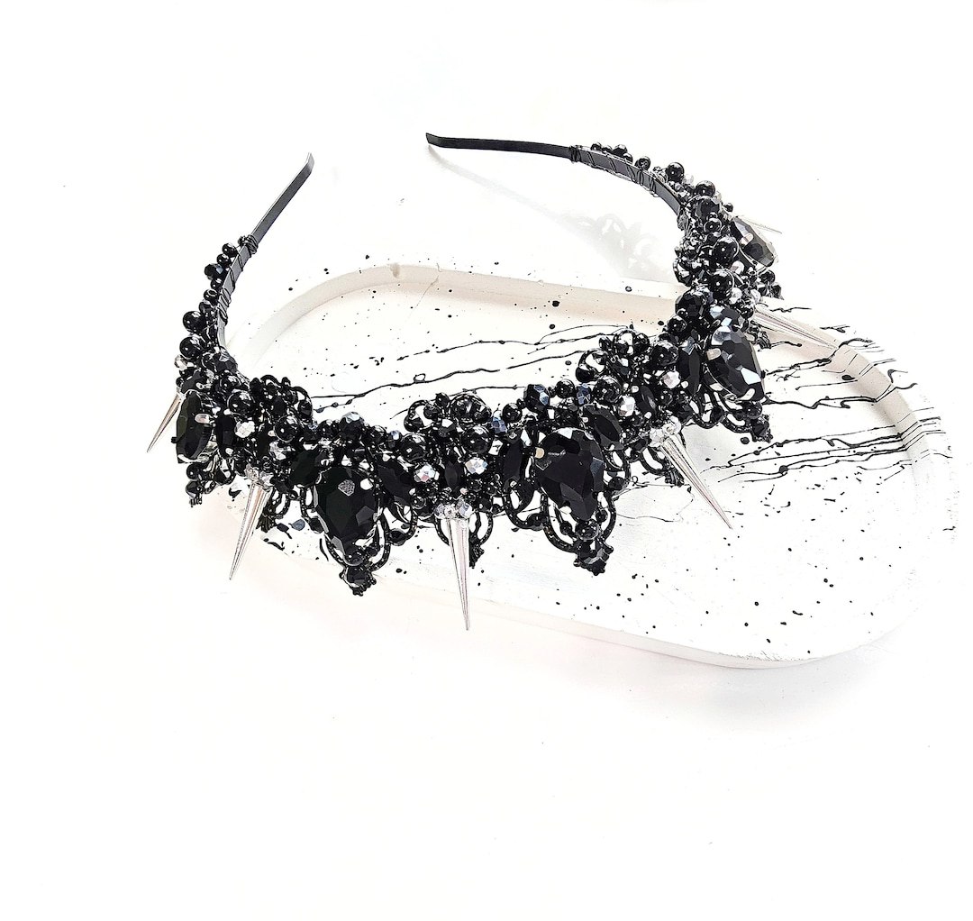 Gothic Black Crown Black Tiara Spike Crown Black Tiara With Metal ...