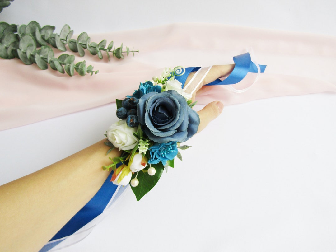Royal Blue Corsage and Boutonniere Set, Prom Corsage, Wrist Wedding ...