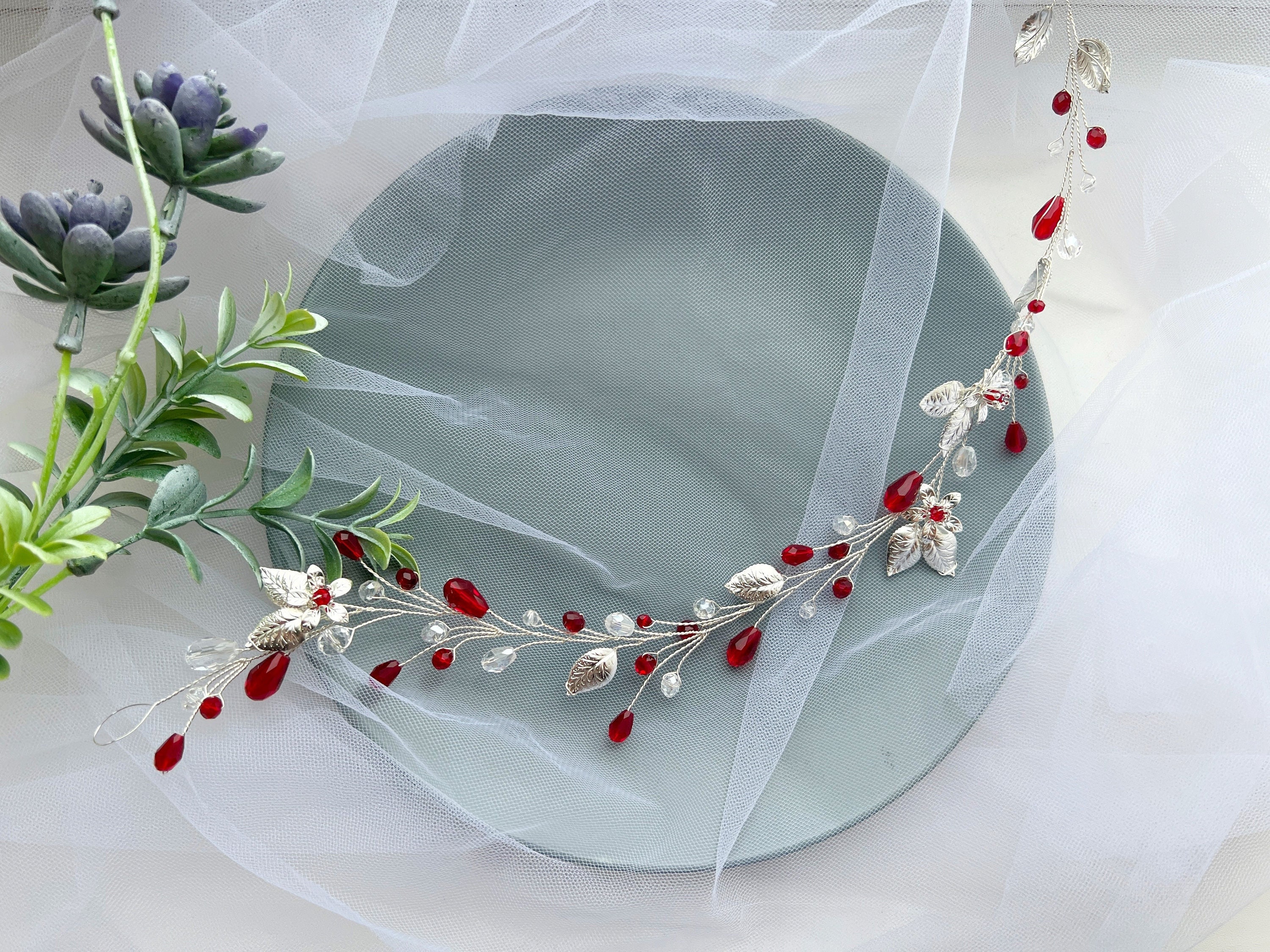 Red Hair Vine Wedding Burgundy Hair Piece Red Hair Accessories | Etsy