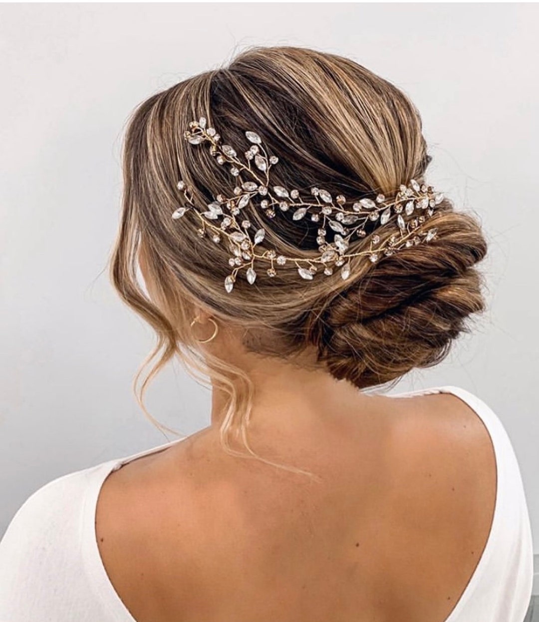 Rose Gold Wedding Head Piece for Bride Gold Bridal Hair Vine - Etsy