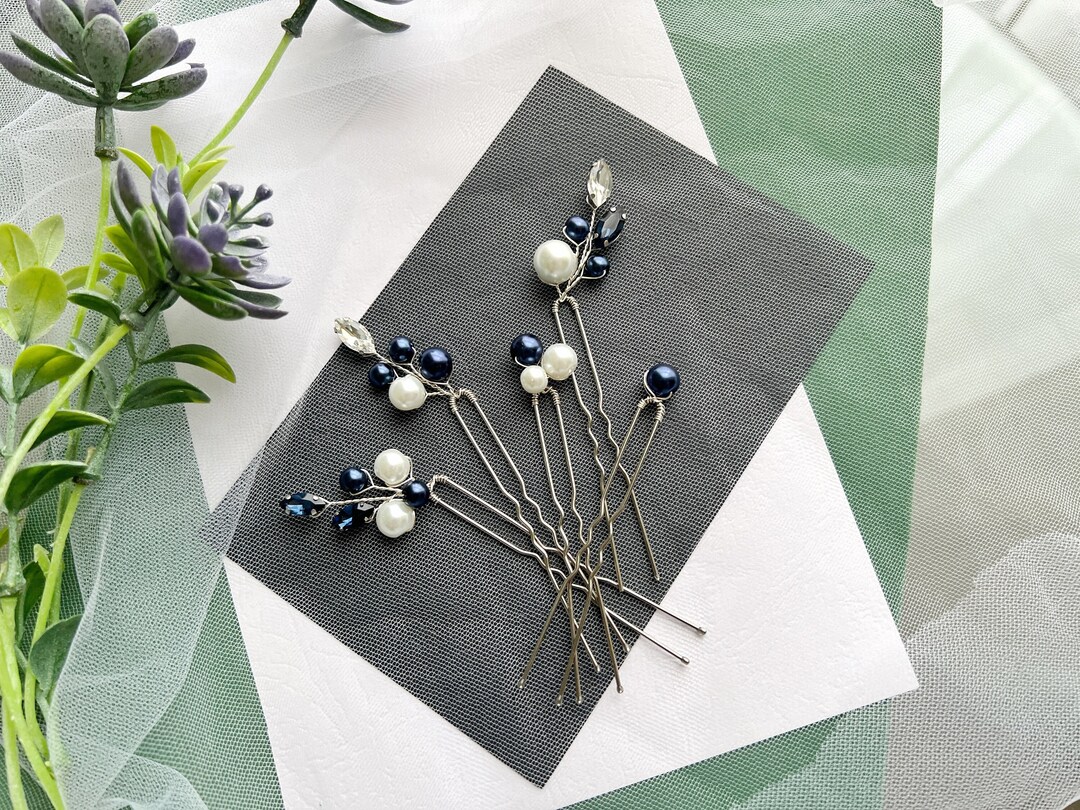 Pearls Hair Pins Something Blue Bridal Hair Pins Bridal Wedding Hair ...