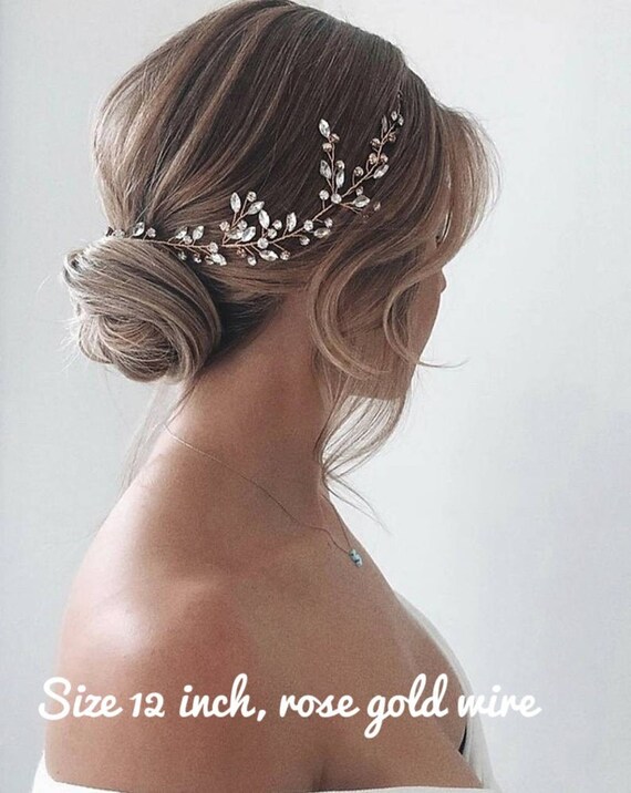 Rose Gold Wedding Head Piece for Bride Gold Bridal Hair Vine - Etsy