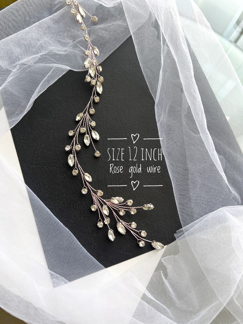 Rose Gold Wedding Head Piece For Bride Gold Bridal Hair Vine Etsy