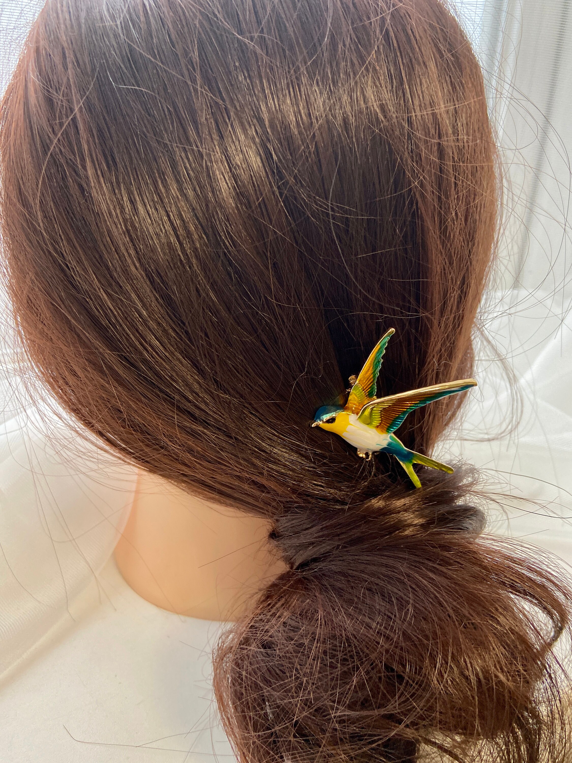Birdie head piece Gold bird hair comb Swallow hair clip | Etsy