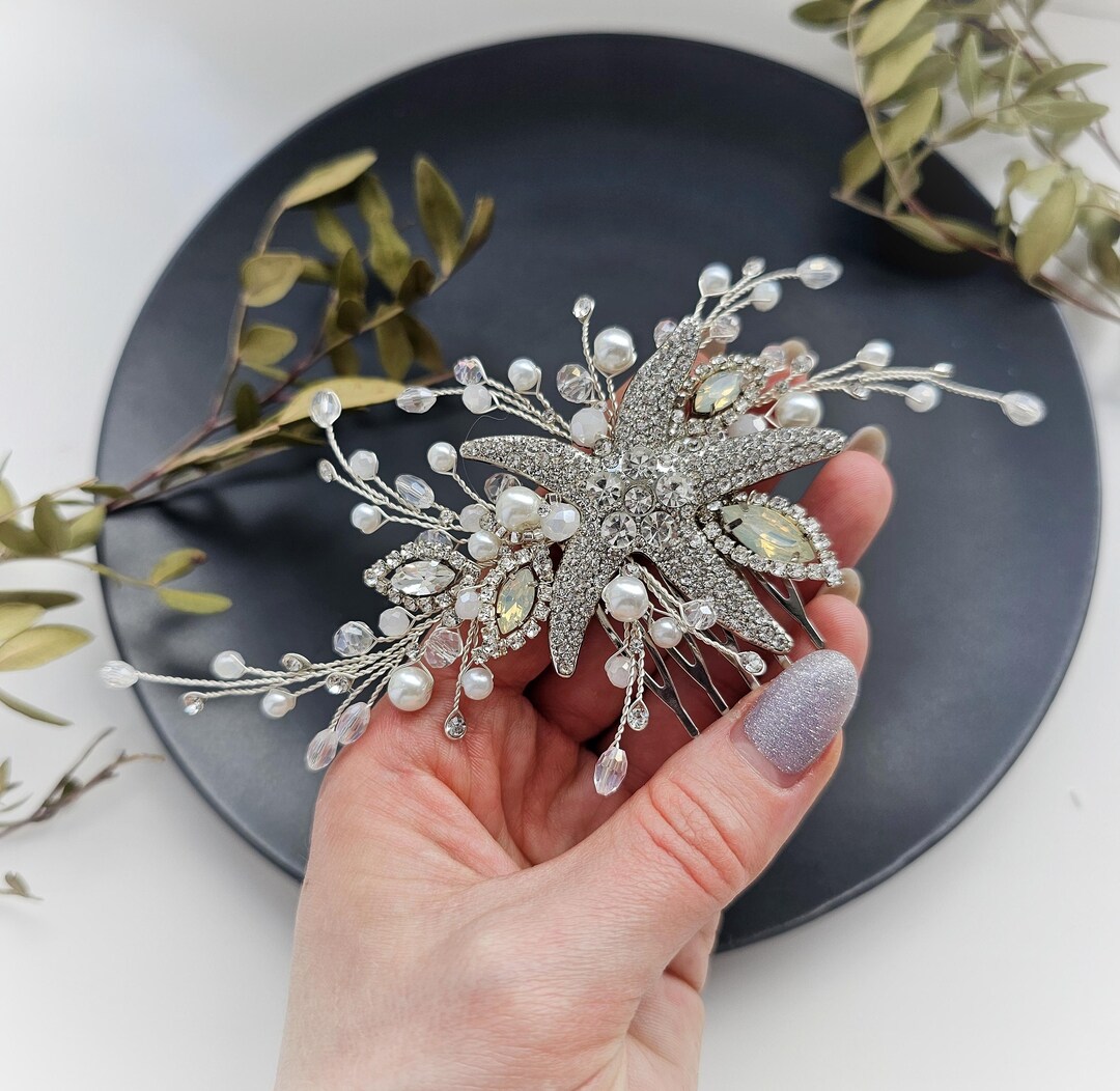 White Opal Beach Headpiece Beach Wedding Hair Accessory Seashell Crown ...