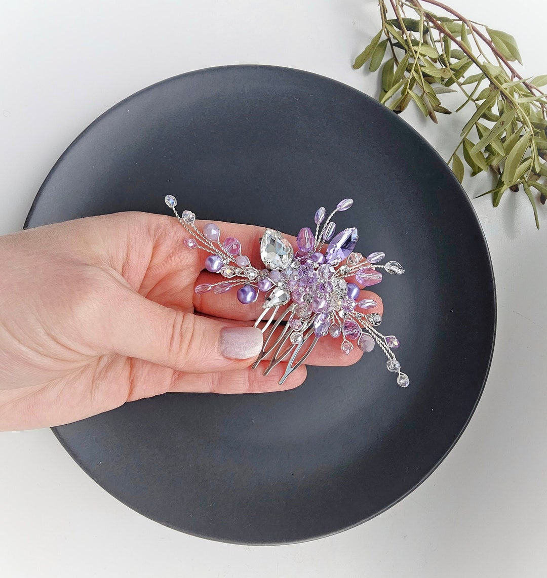 Purple Hair Pin Lavender Hair Pin Lavender Hair Comb Bridal Hair Piece ...