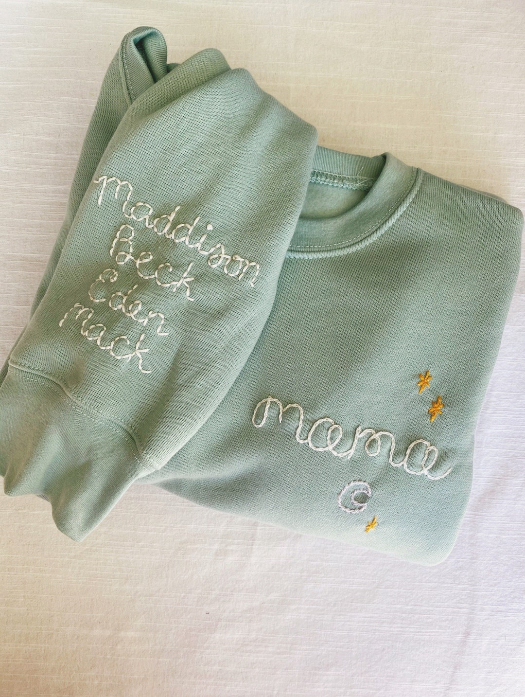 NAME ADD ON Sleeve, Hand Embroidered Names - Etsy