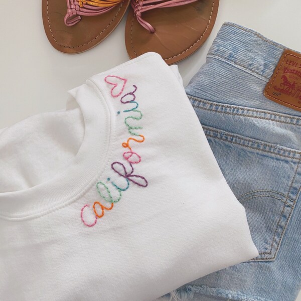 Hand Embroidered Sweatshirt - Etsy