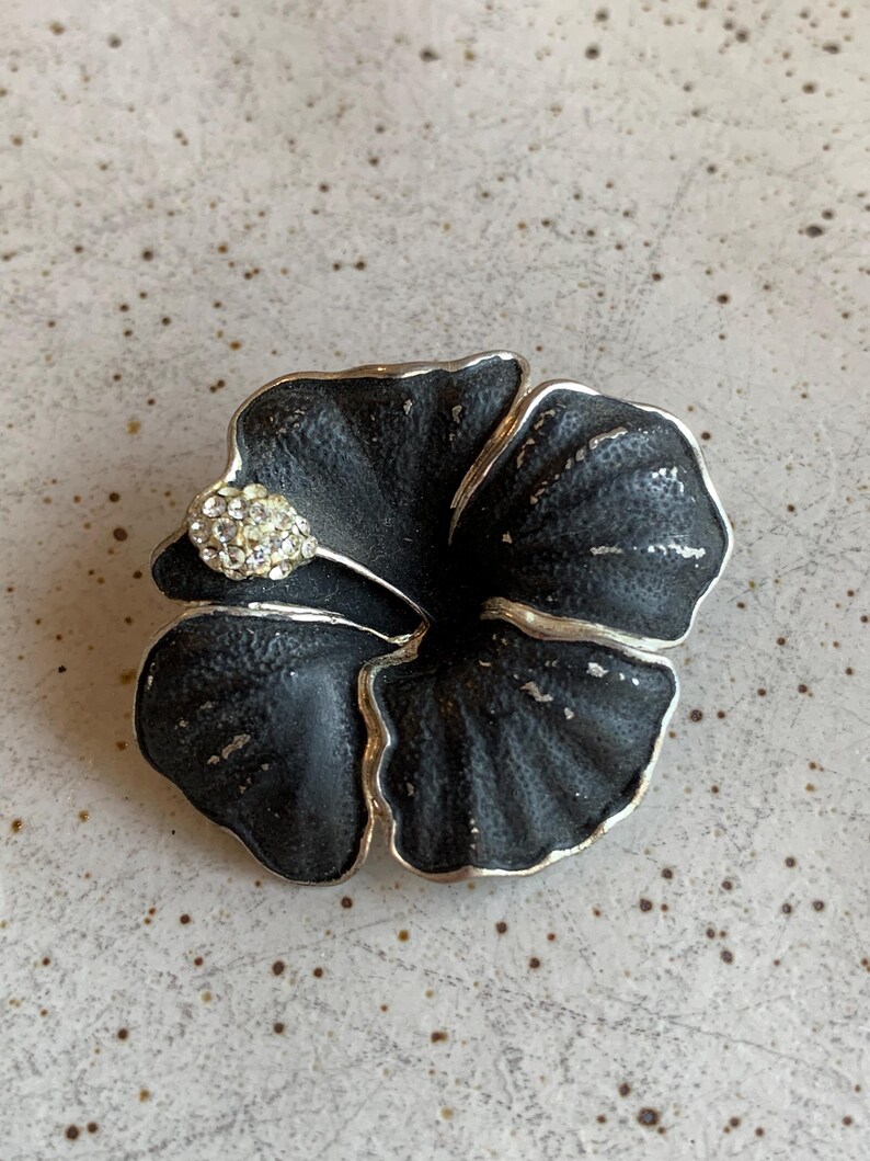 Vintage Hibiscus Flower Sterling Silver Brooch - Etsy