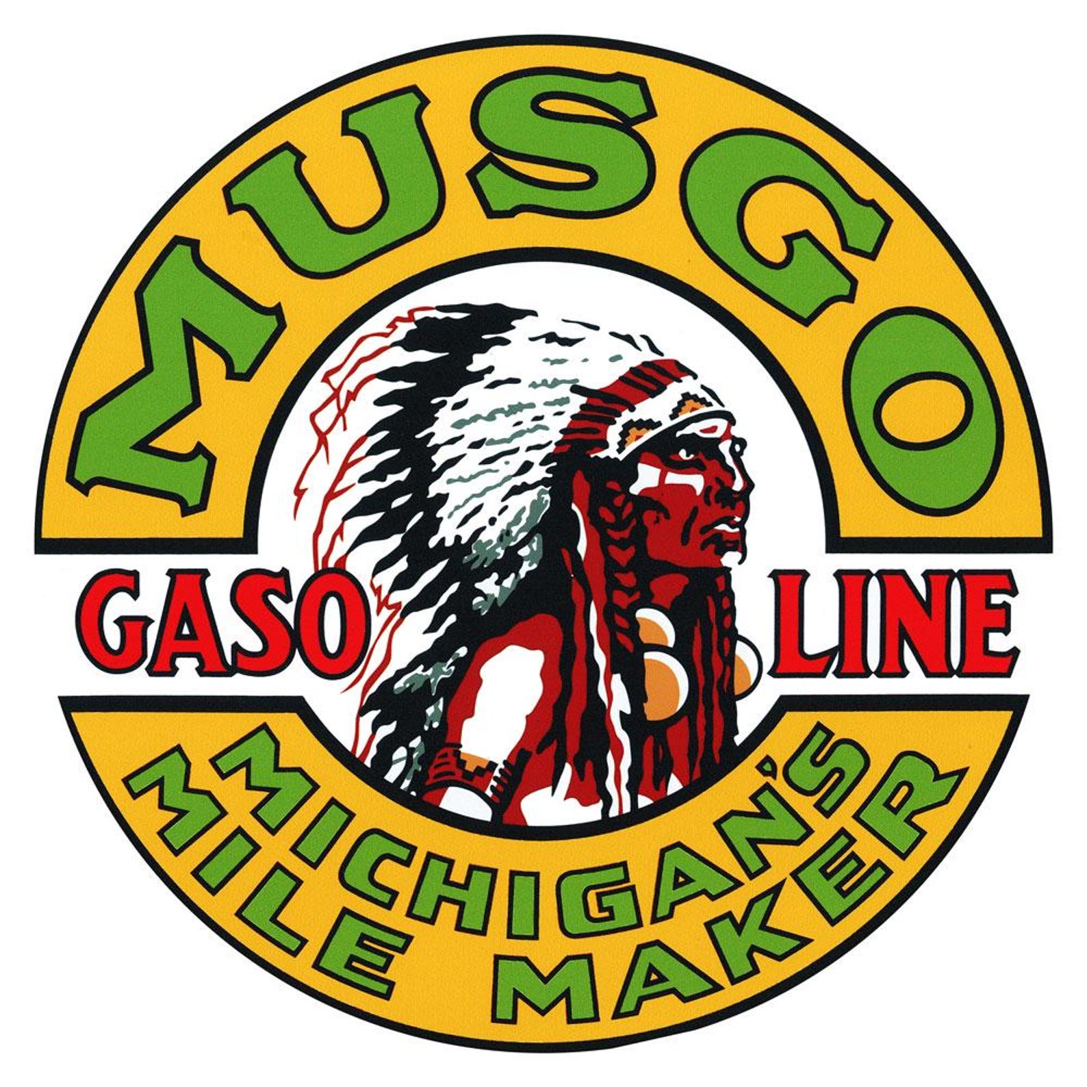 Musgo Gasoline Michigans Mile Maker Gas Station Pump Sticker Decal Hot ...