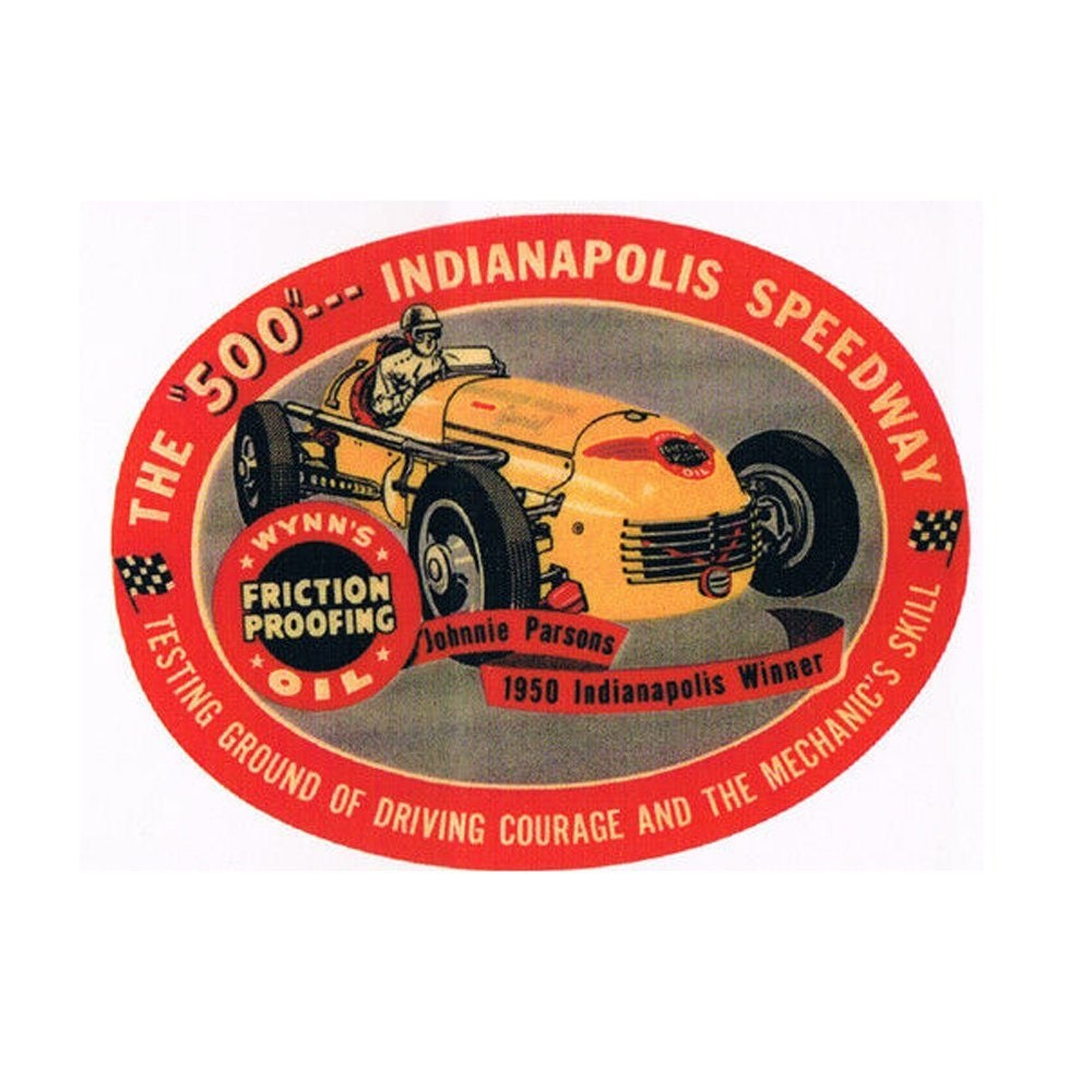 Wynns Oil 1950 Indy 500 Johnnie Parsons Vintage Reproduction Drag ...