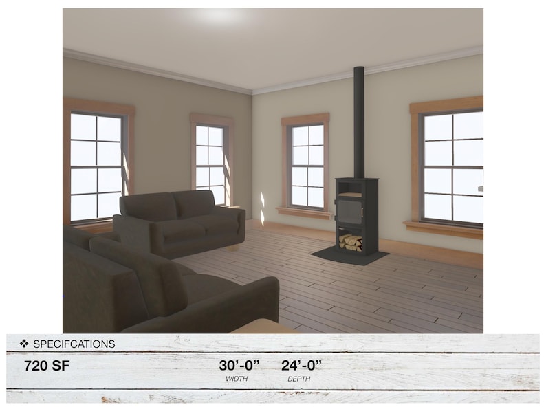 720 SQ FT Tiny House, 30'-0" X 24'-0", Cottage, Floor Plans, Modern ...