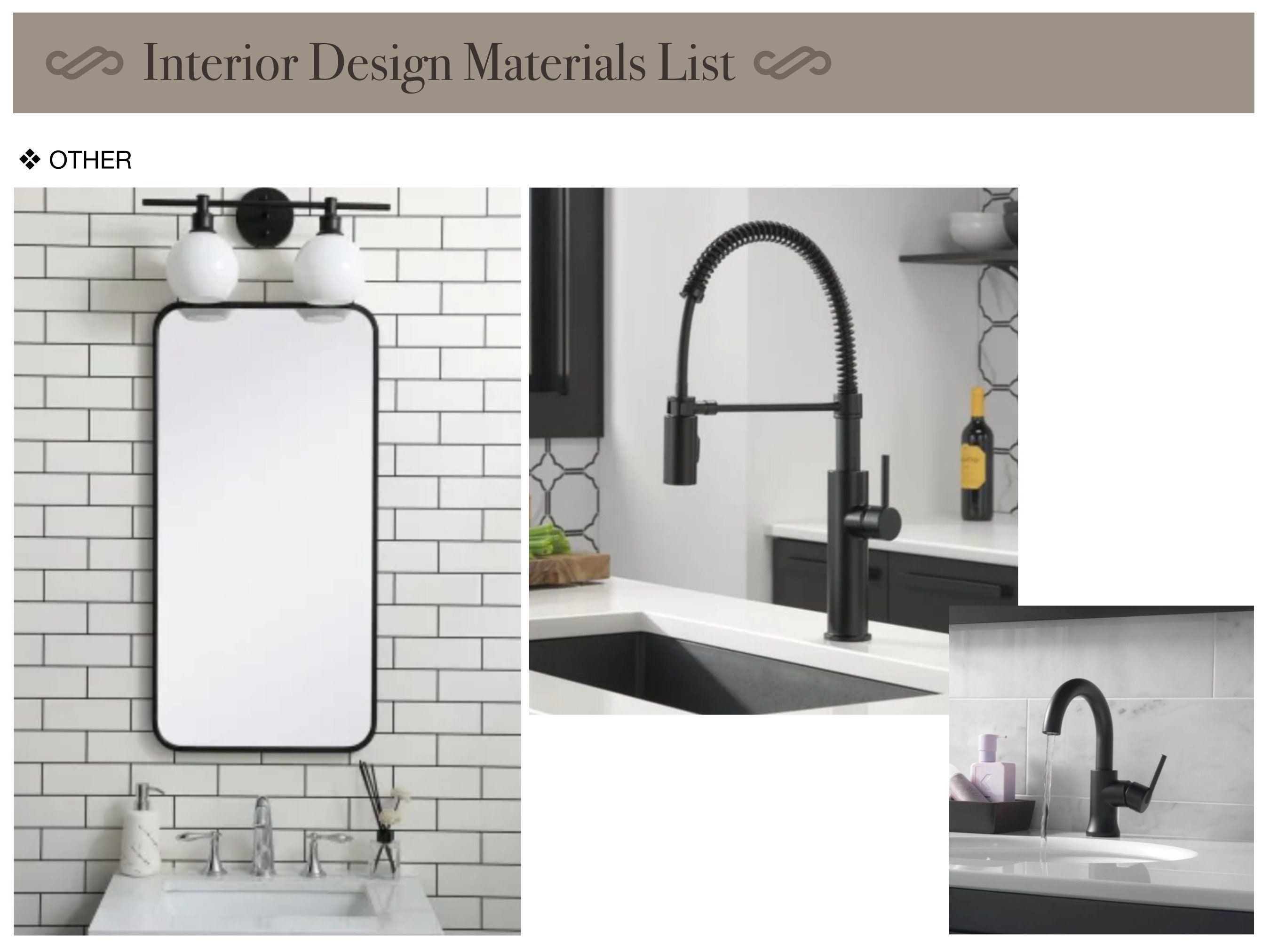 Materials List Template, Mood Board, Interior Design List, Kitchen ...