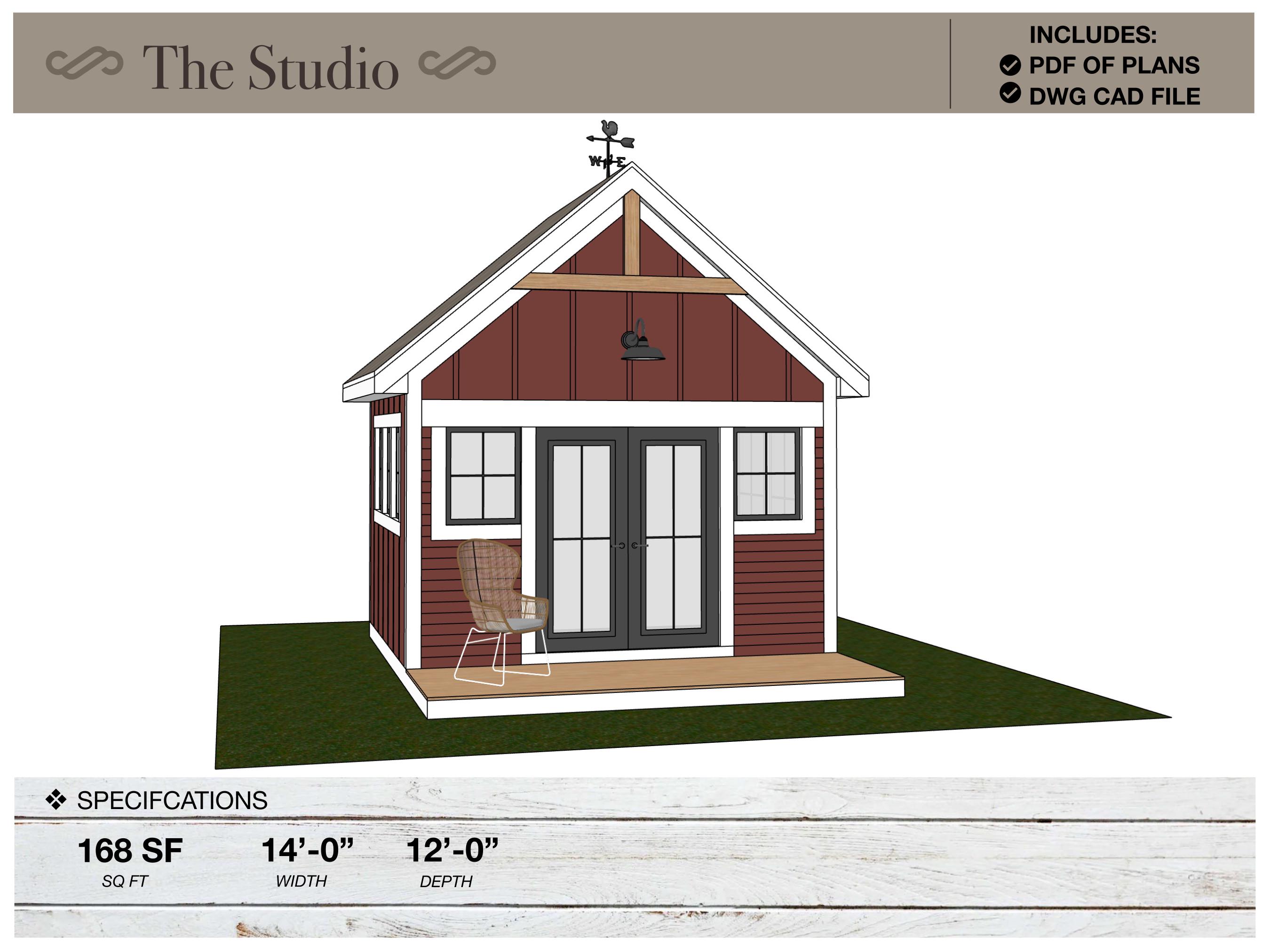 168 SQ FT Studio Architectural Plans: Backyard Studio, She Den, Man ...