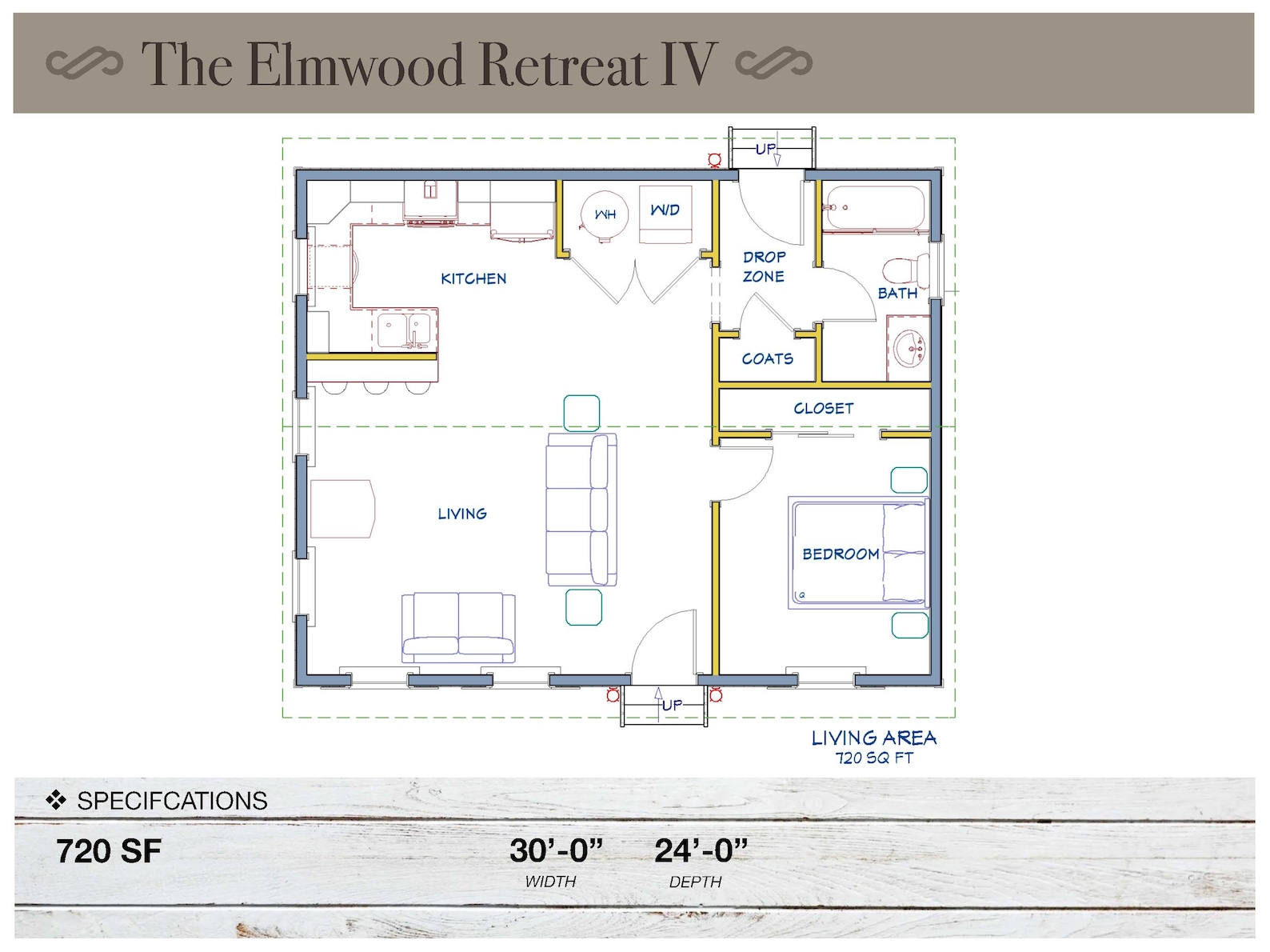 720 SQ FT Tiny House, 30'-0" X 24'-0", Cottage, Floor Plans, Modern ...