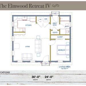 720 SQ FT Tiny House, 30'-0" X 24'-0", Cottage, Floor Plans, Modern ...