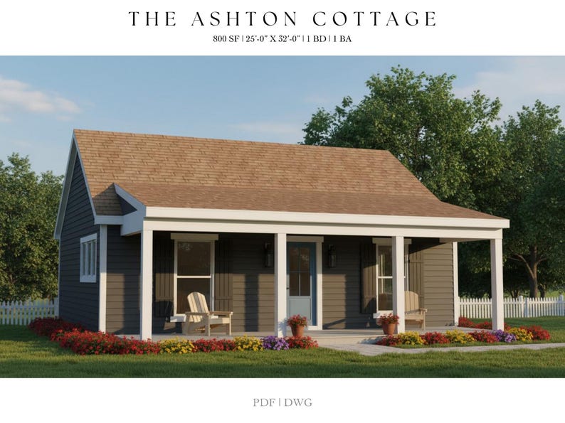 Modern Farmhouse Cottage Plans: 800 Sq Ft Tiny House (digital Download ...