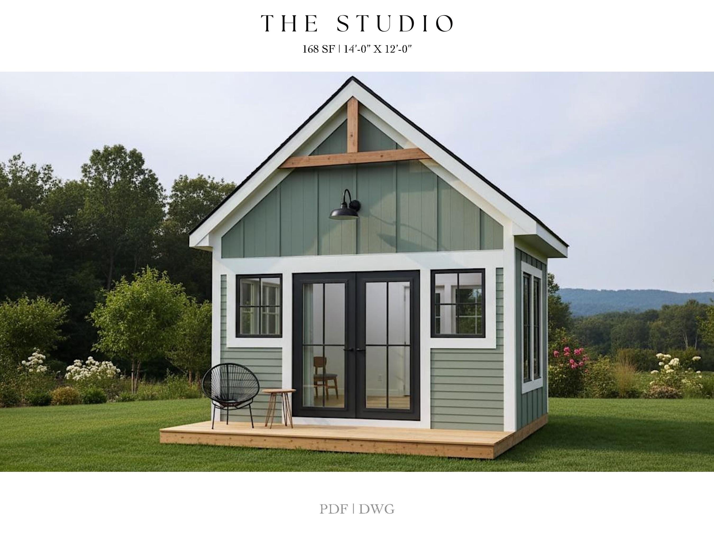 168 SQ FT Studio Architectural Plans: Backyard Studio, She Shed, Man ...