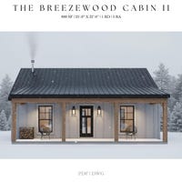 24x38 Cottage House Plan PDF: Small 2 Bedroom Cabin Blueprint (instant ...