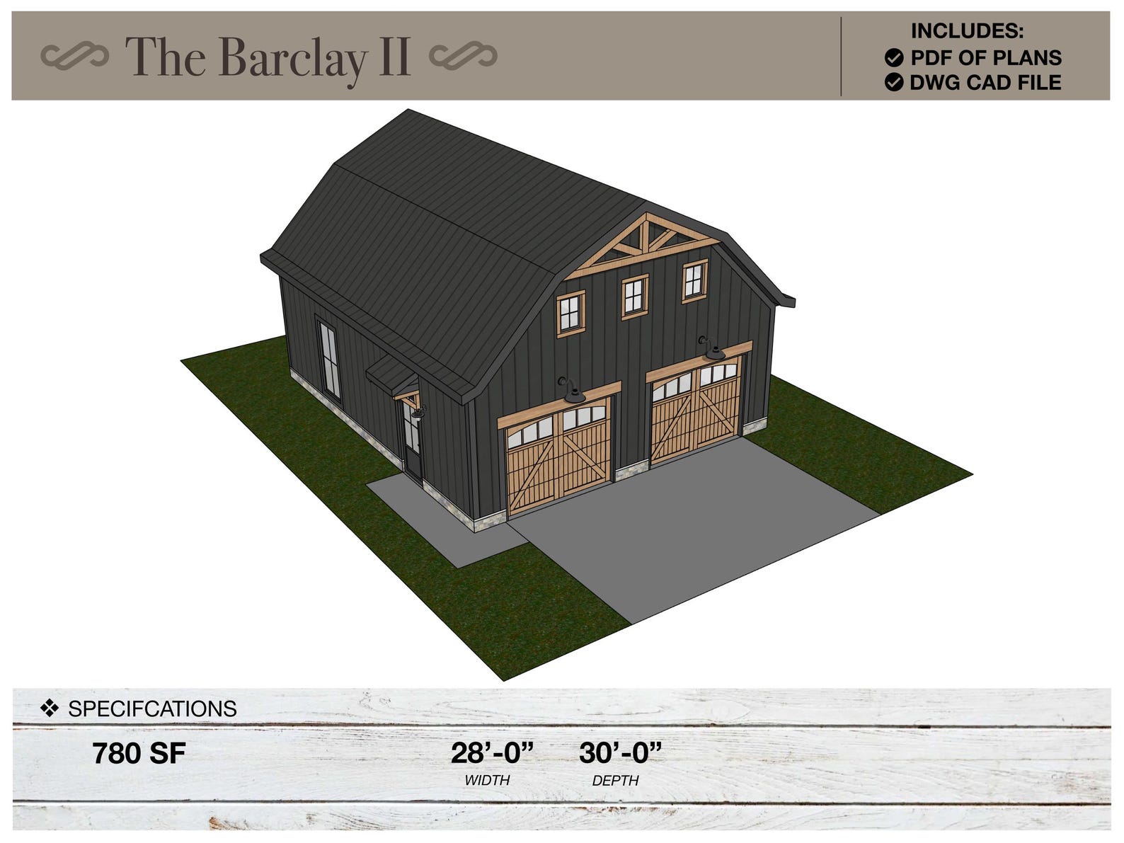 780 SQ FT, 28' X 30', Detached 2 Car Garage, Workshop, Barn, Shed, Modern Farmhouse ...