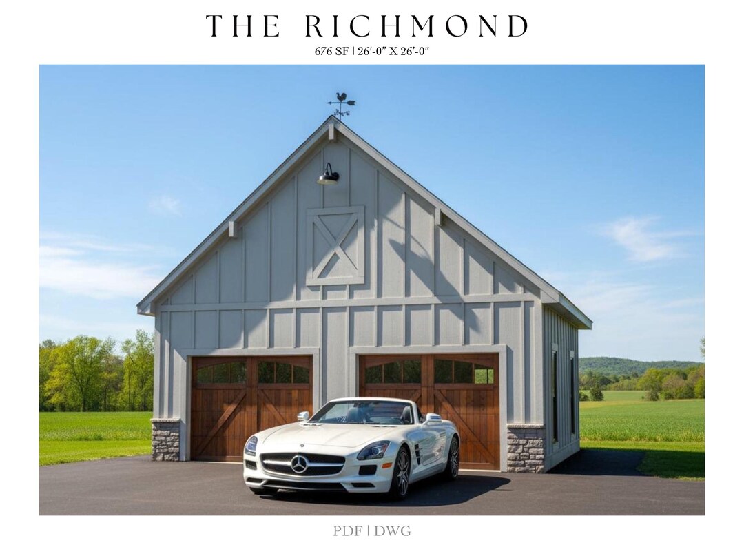2-car Garage Plans: Modern Farmhouse Barn Design (digital Download) - Etsy