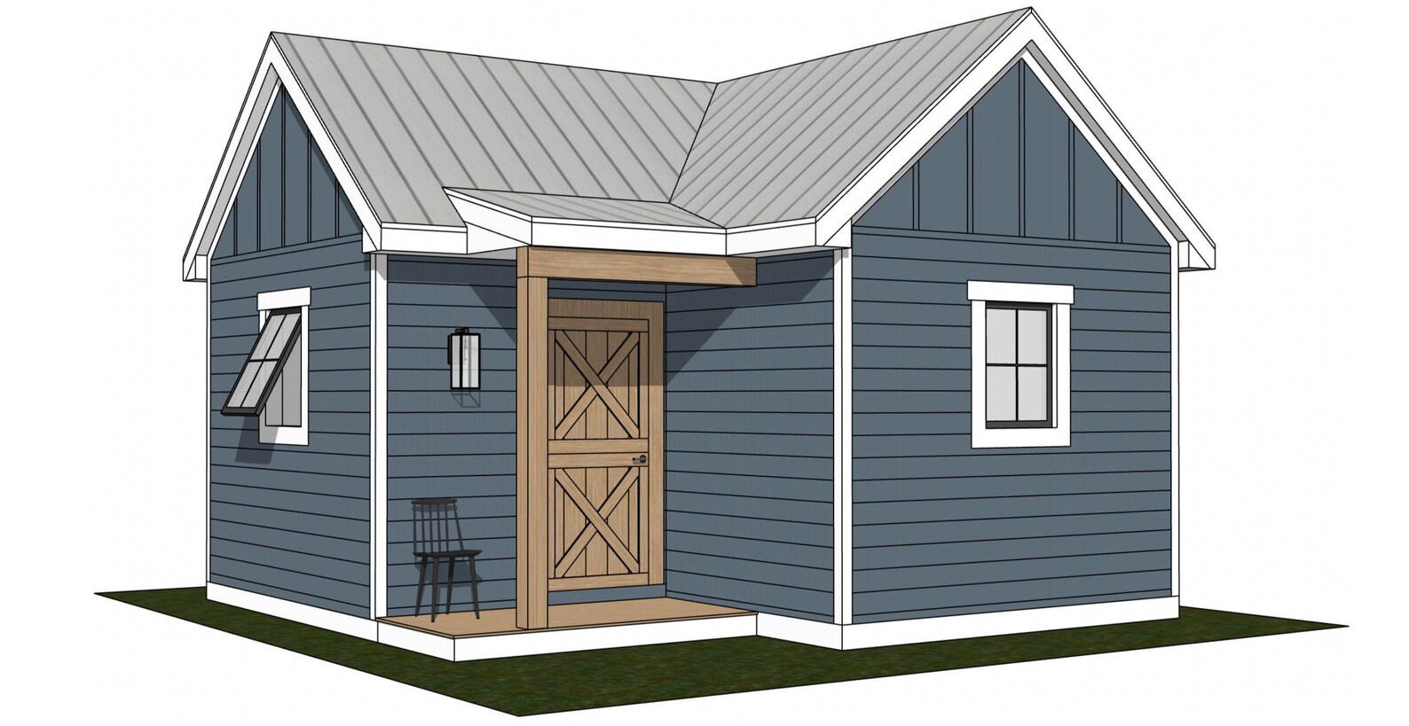 286 SQ FT, 18'-6" X 18'-6", Tiny House Plans, Bunkie, Architectural ...