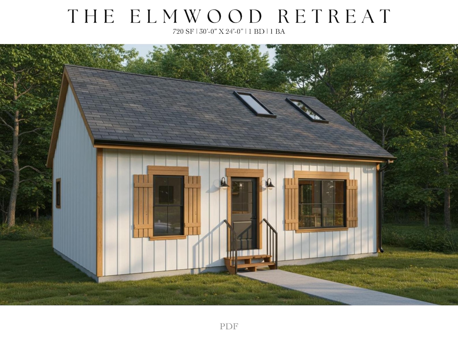 Modern Farmhouse Tiny House Floor Plans: 720 Sq Ft Cottage (digital ...