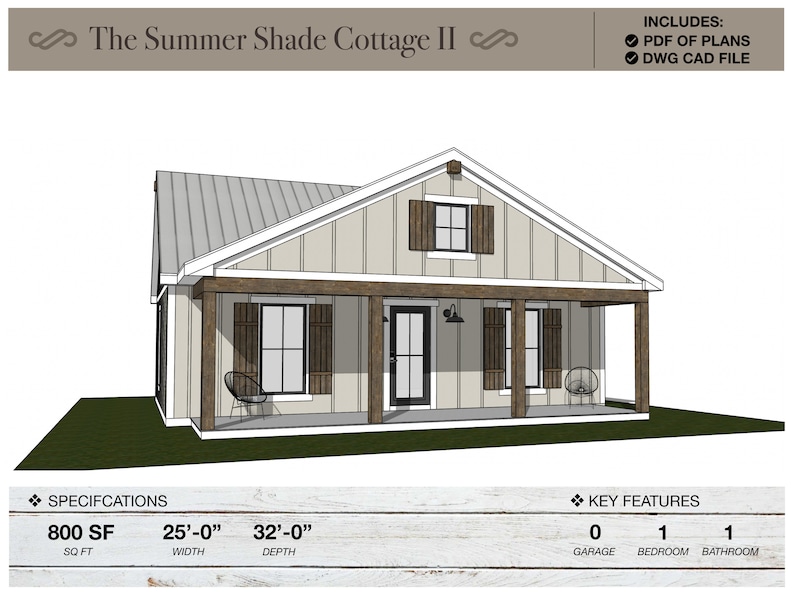 Modern Farmhouse Cottage Floor Plans: 800 SQ FT (digital Download) - Etsy