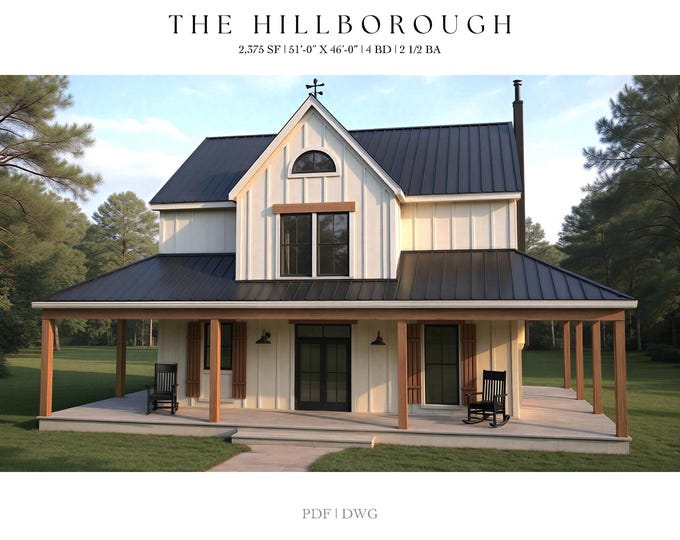 Modern Barndominium House Plan – 4 Bed, Open Plan (PDF Drawings) - Etsy ...