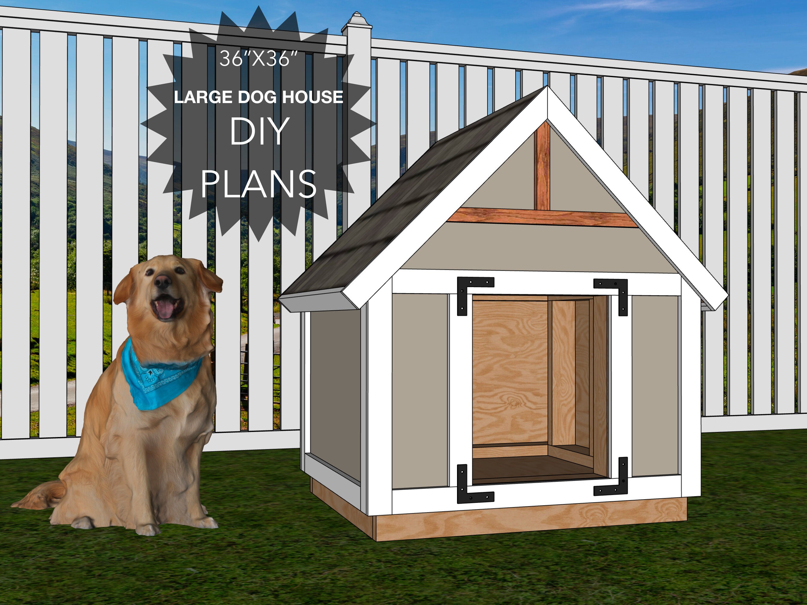 Large Dog House Building, DIY Instructional Plans, 36"x36", Do It ...