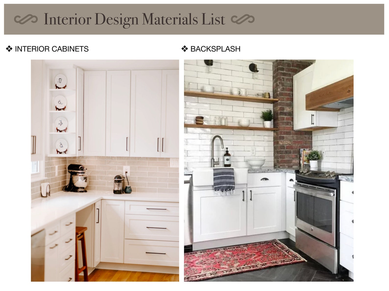 Materials List Template, Mood Board, Interior Design List, Kitchen ...