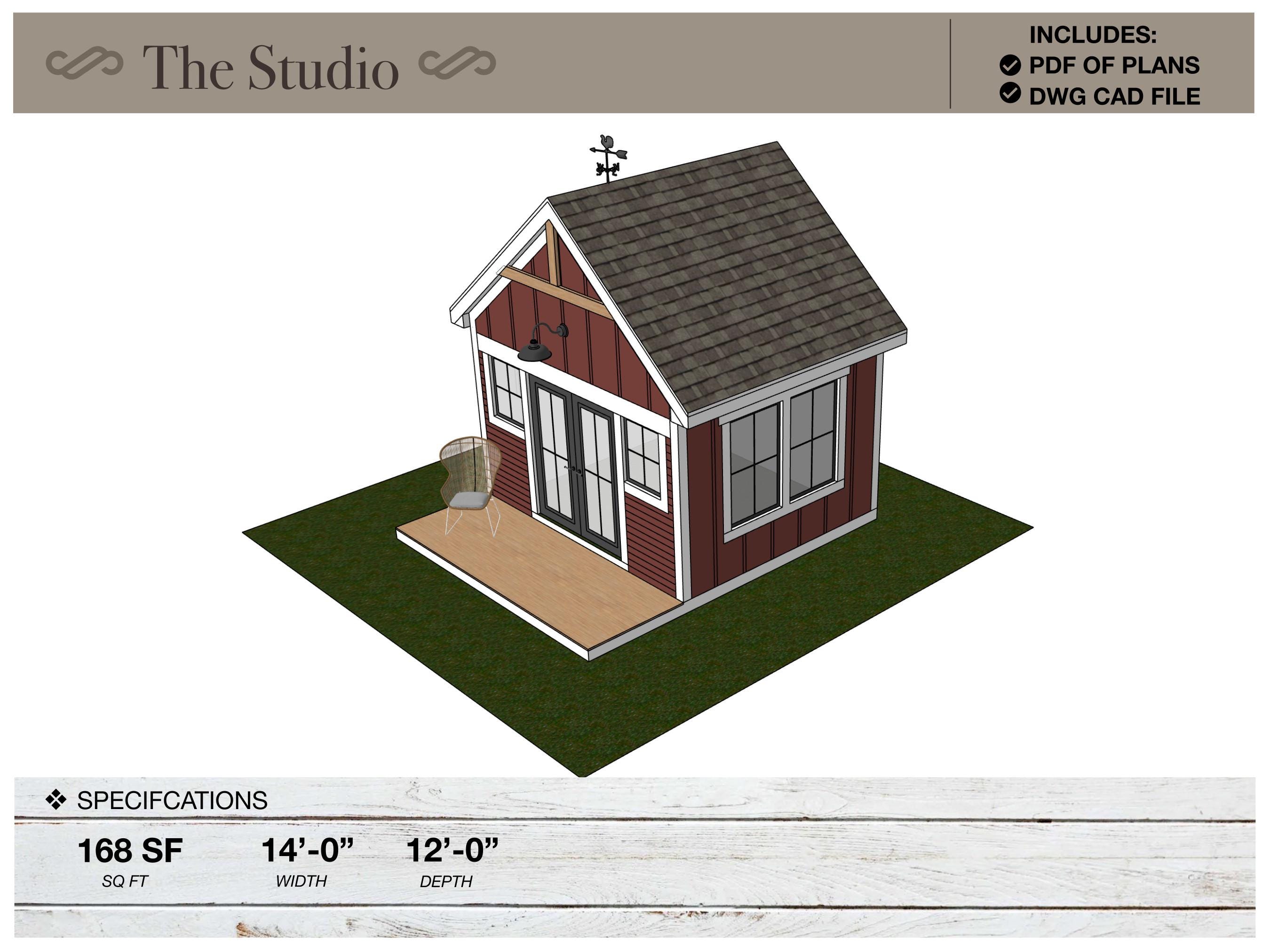 168 SQ FT Studio Architectural Plans: Backyard Studio, She Den, Man ...
