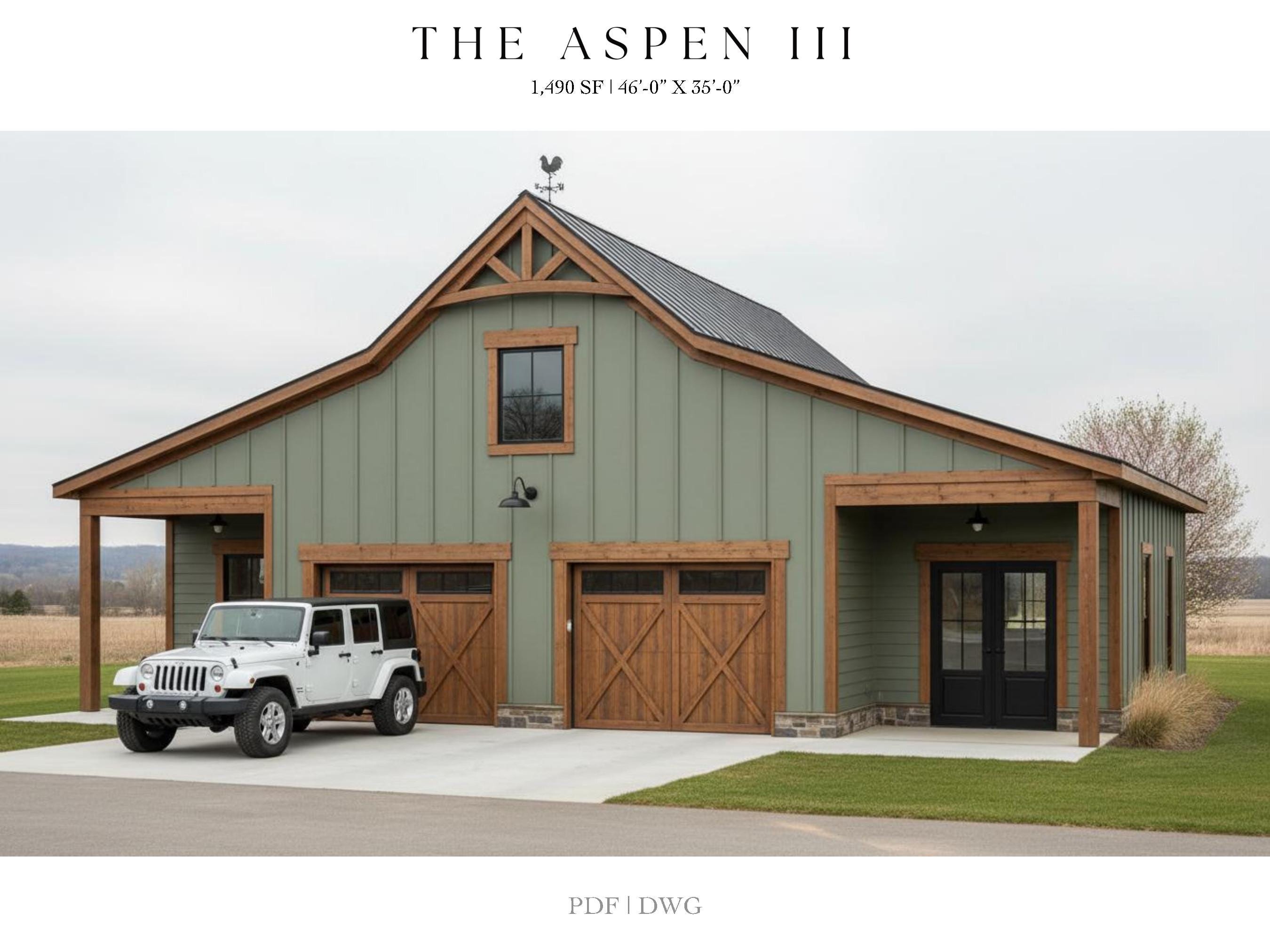 Modern Farmhouse Garage Architectural Plans With Studio & Workshop ...