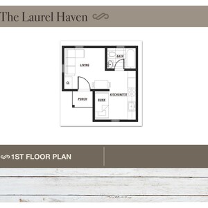 286 SQ FT, 18'-6" X 18'-6", Tiny House Plans, Bunkie, Architectural ...
