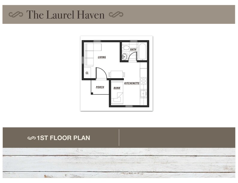 286 SQ FT, 18'-6" X 18'-6", Tiny House Plans, Bunkie, Architectural ...